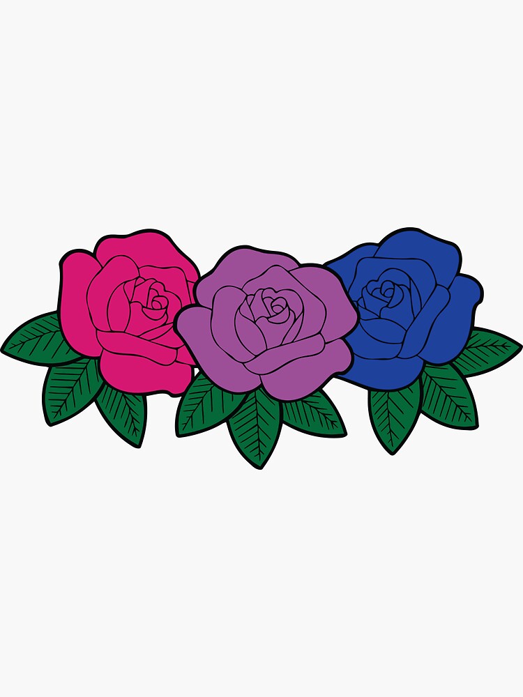 "Roses in Bi Pride Colors" Sticker by BlackTieBi | Redbubble