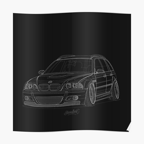 "E46 touring outline" Poster for Sale by -GrandeArt- | Redbubble