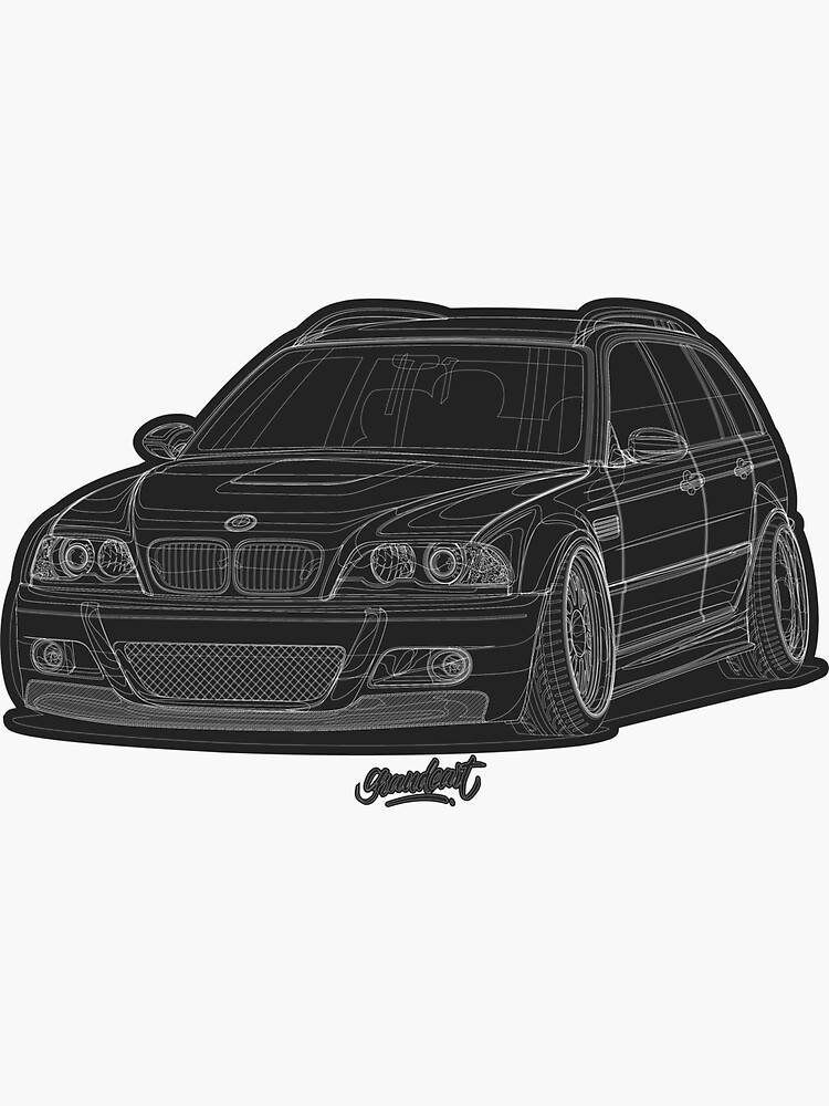 "E46 touring outline" Sticker for Sale by -GrandeArt- | Redbubble