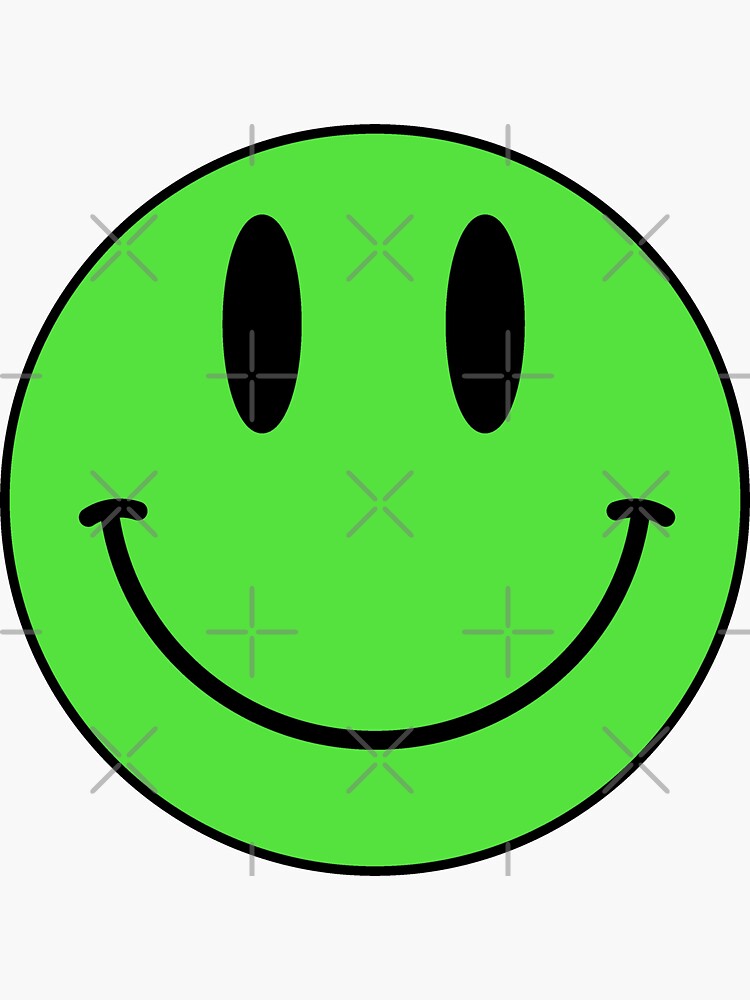 "green smiley face" Sticker by madztess | Redbubble