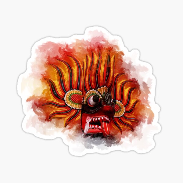 "Sri Lankan Fire Devil Yaka Mask" Sticker for Sale by Desandu | Redbubble
