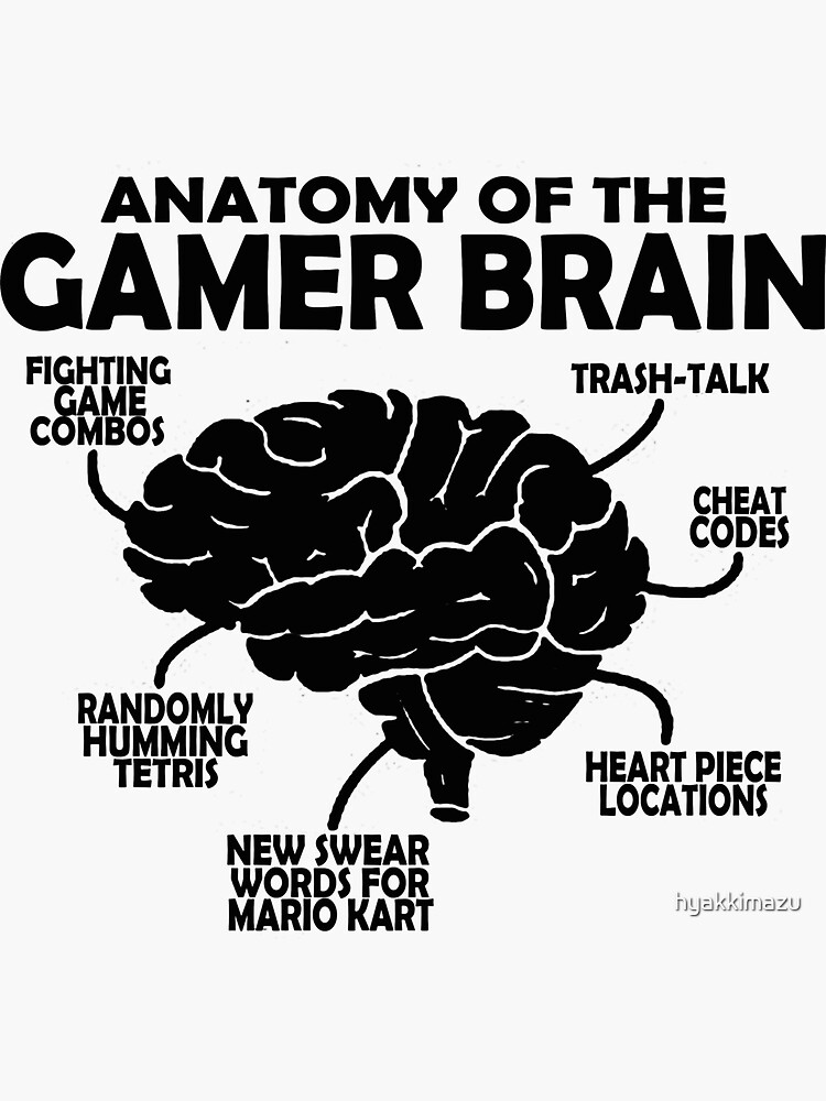 "Anatomy of Gamer Brain " Sticker for Sale by hyakkimazu | Redbubble