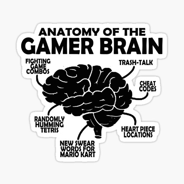 "Anatomy of Gamer Brain " Sticker for Sale by hyakkimazu | Redbubble