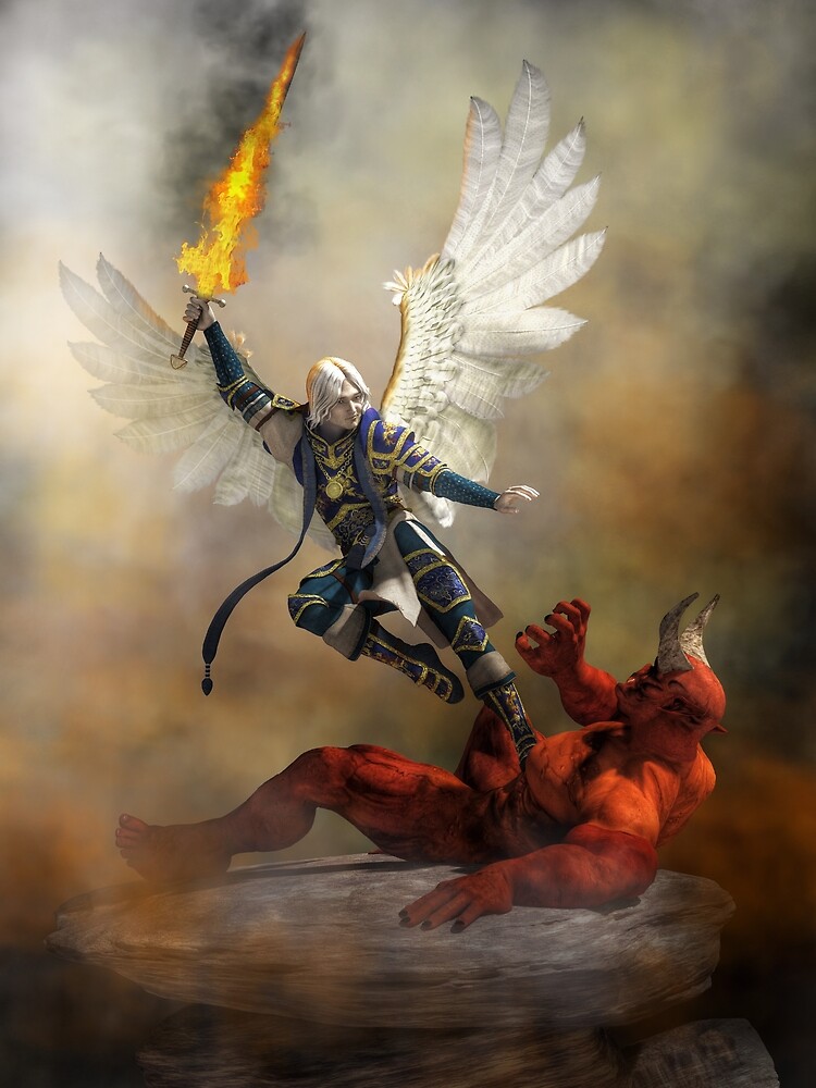 "Archangel Michael Defeating Satan" Poster for Sale by DanielEskridge ...