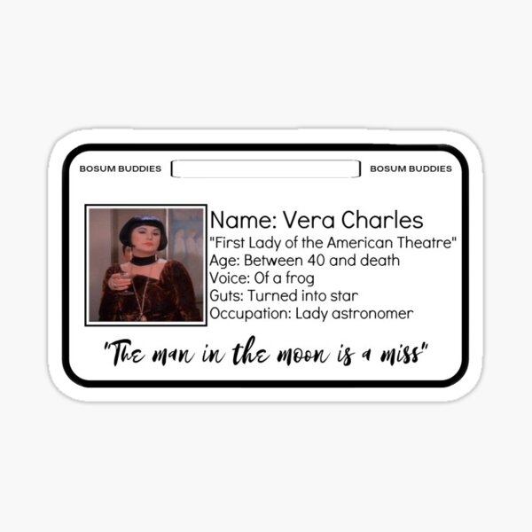 "Vera Charles "Mame" ID Card" Sticker by rosesbwayshop | Redbubble