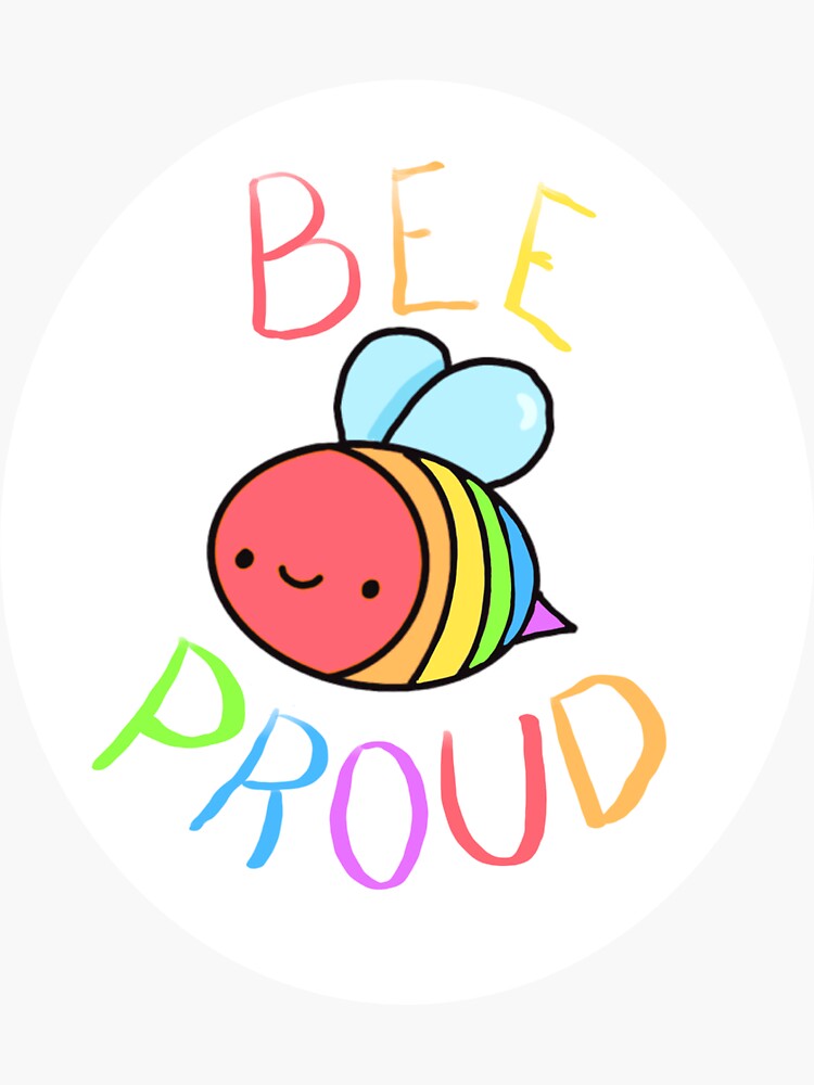 Bee Proud” LGBTQ+ Pride Bee (white background)" Sticker for Sale by ...