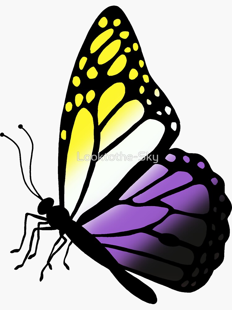 "Non-binary Pride Butterfly " Sticker for Sale by Looktothe-Sky | Redbubble