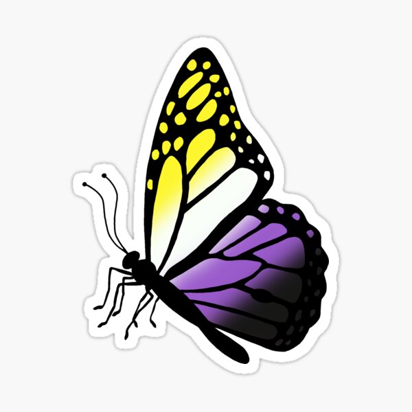 "Non-binary Pride Butterfly " Sticker for Sale by Looktothe-Sky | Redbubble