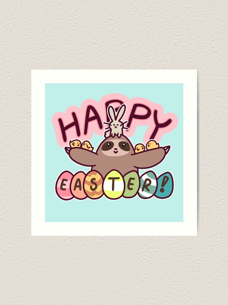 "Happy Easter Sloth" Art Print for Sale by SaradaBoru | Redbubble