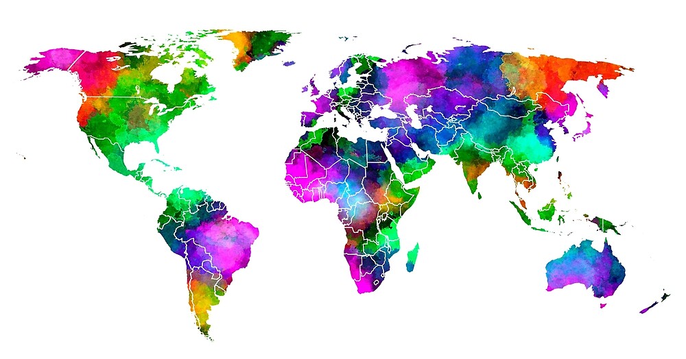 "VIBRANT MAP of the WORLD" by Daniel Hagerman | Redbubble