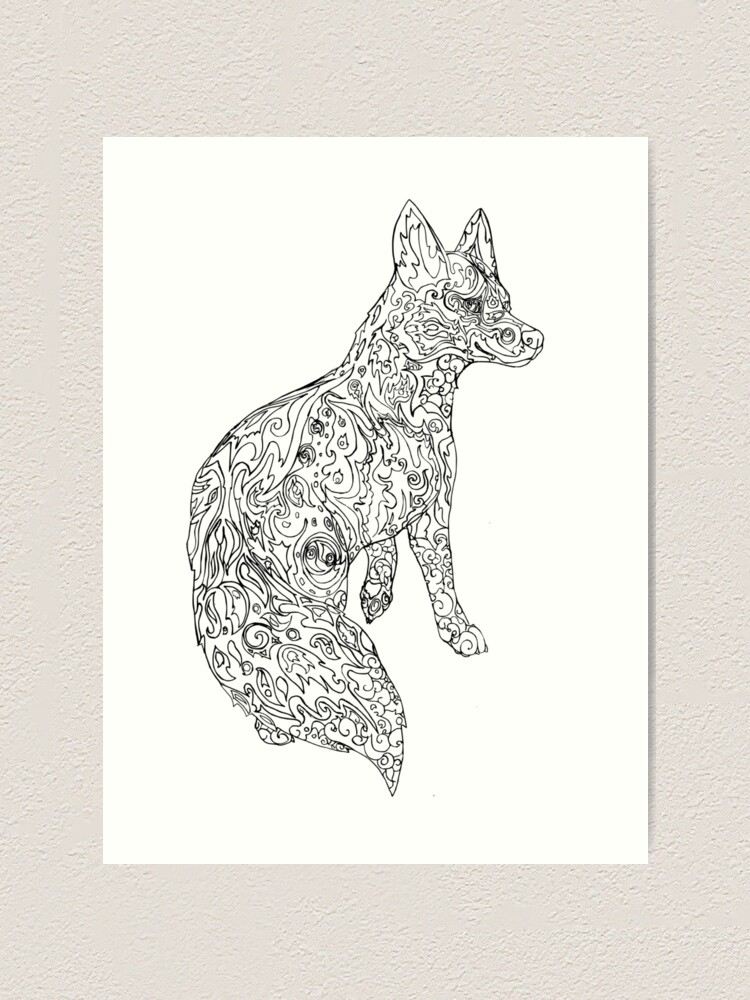 "Color-in "Foxfire" Fox" Art Print for Sale by Muninn | Redbubble
