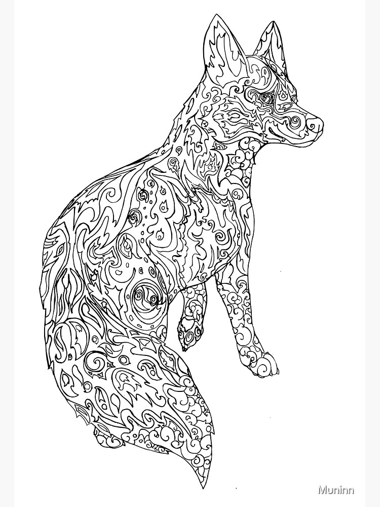 "Color-in "Foxfire" Fox" Art Print for Sale by Muninn | Redbubble