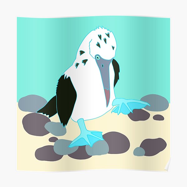 " Blue footed booby bright" Poster for Sale by orangerinka | Redbubble