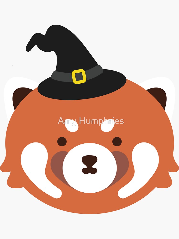 "Spooky Red Panda in a Witch's Hat" Sticker by SpriteIdeas | Redbubble