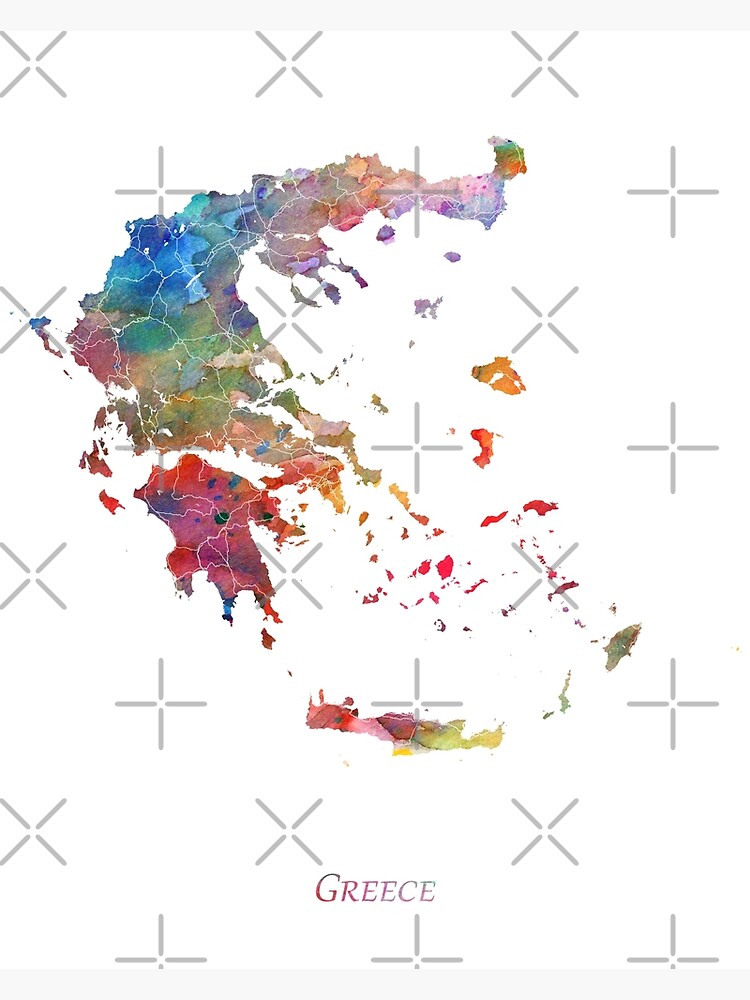 "Greece Map Watercolor by Zouzonio" Poster for Sale by zouzounioart ...
