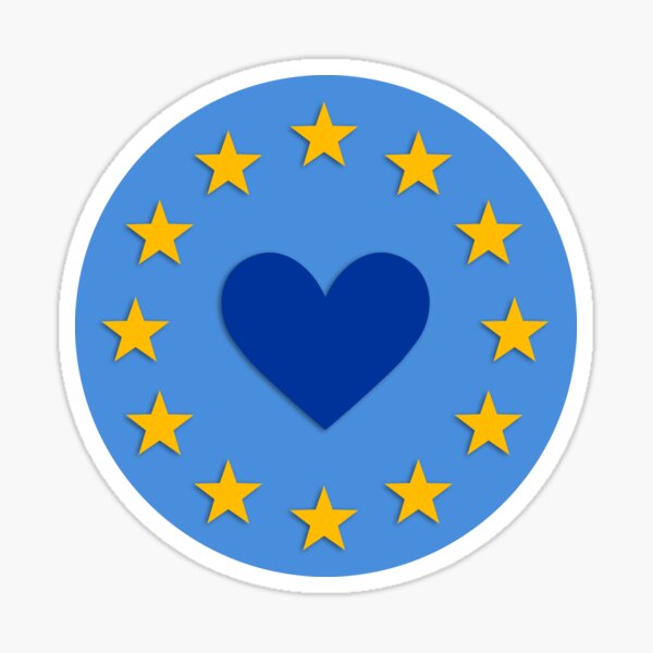 "European Union, heart, I love, EU, stars, flag, Europe" Sticker for ...