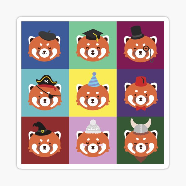 "Red Pandas in Hats (Tiled)" Sticker for Sale by SpriteIdeas | Redbubble