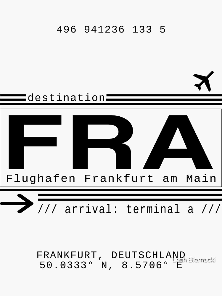 "FRA Flughafen Frankfurt am Main" Sticker by adventureliela | Redbubble