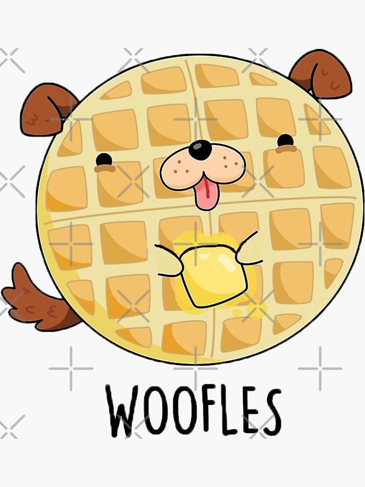 Pegatina «Woofles Waffles Juego de palabras de dibujos animados» de ...