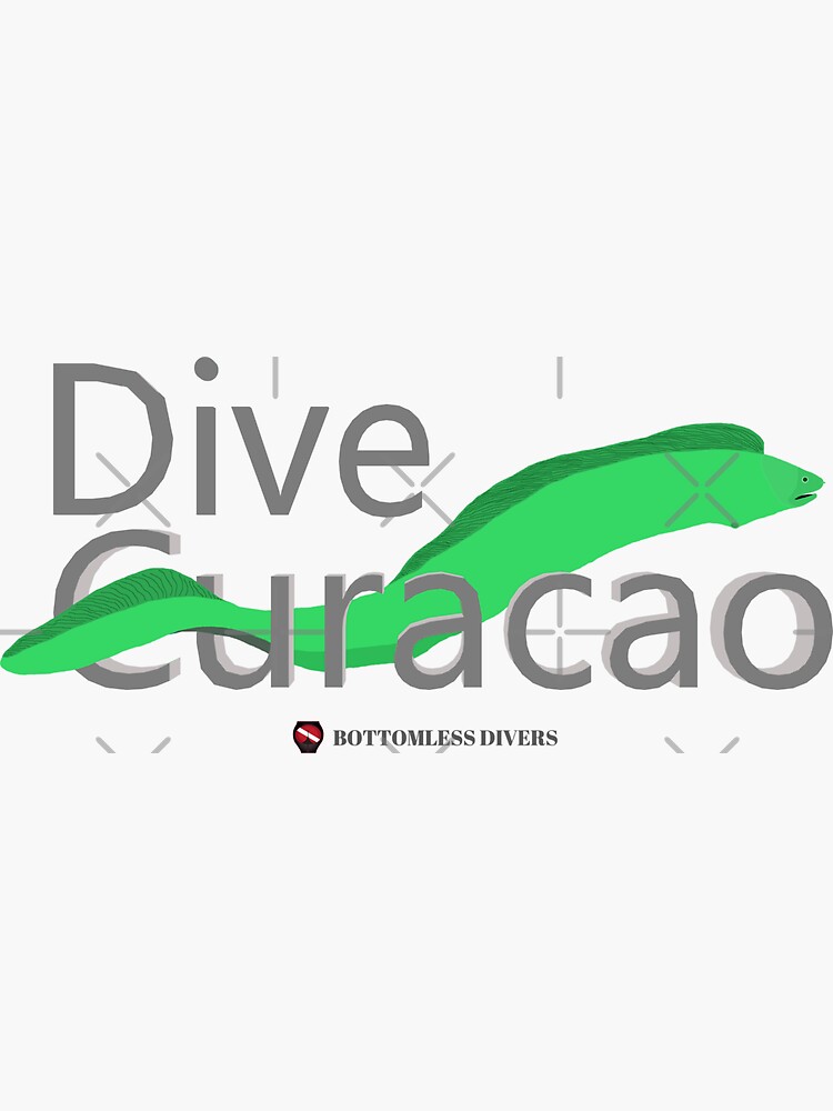 "Dive Curacao Green Moray Eel with Grey Font" Sticker for Sale by ...
