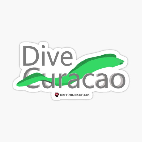 "Dive Curacao Green Moray Eel with Grey Font" Sticker for Sale by ...