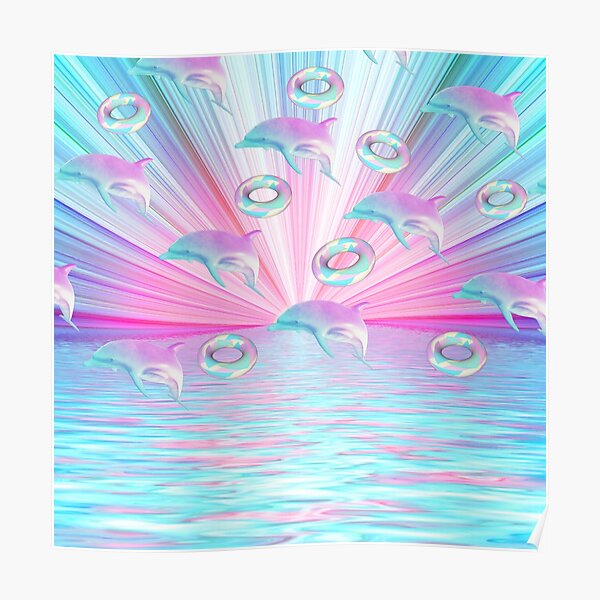 "Vaporwave Pastel Goth Dolphin Wave" Poster for Sale by kandycoded ...