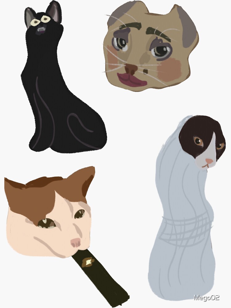 "Cursed Cats" Sticker for Sale by Mego02 | Redbubble