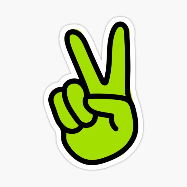 "Green Yellow Peace Sign Hand Signal" Sticker by a-nnika | Redbubble