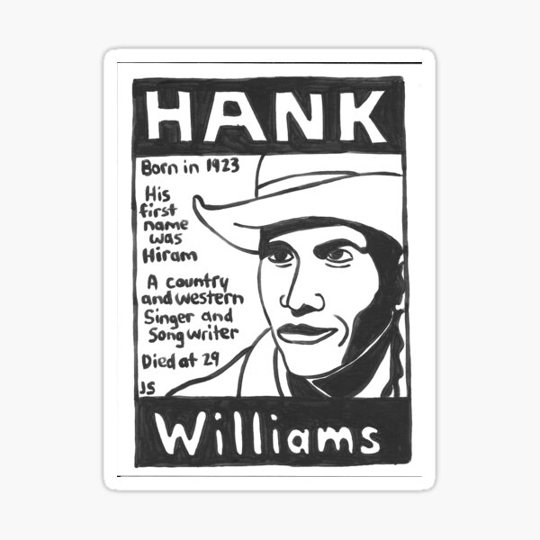 "Hank Williams" Sticker for Sale by rattletrap20 | Redbubble