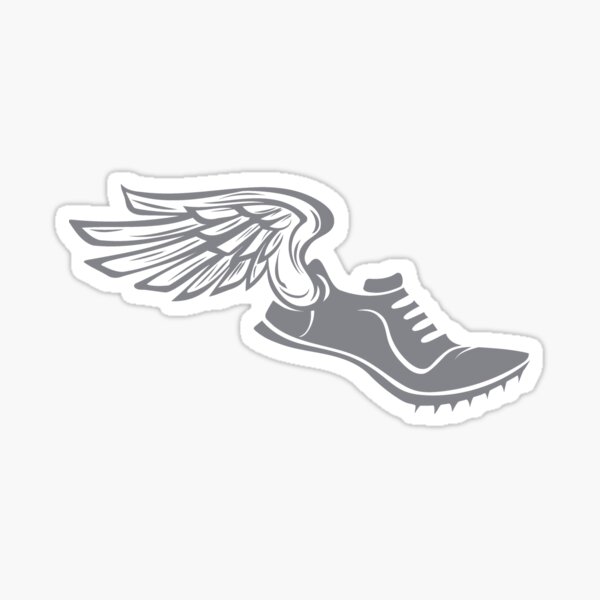 "Winged Shoe with Spikes" Sticker for Sale by RunningAardvark | Redbubble