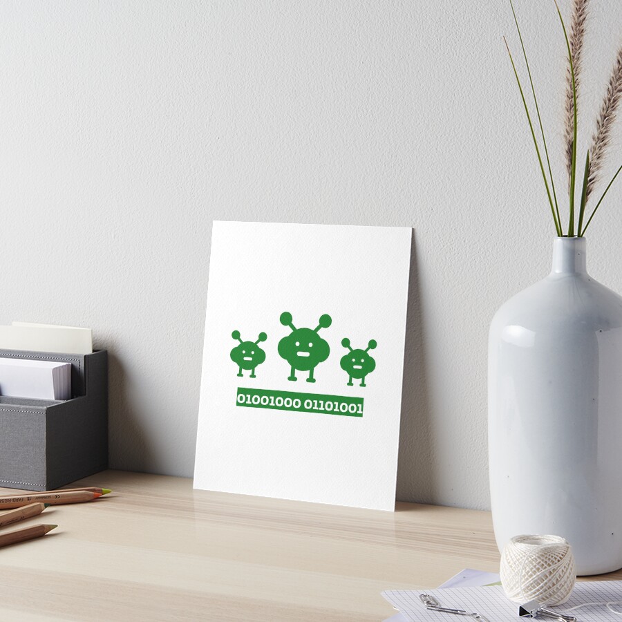 Aliens Say Hello In Binary Art Board Print For Sale By Questfort Redbubble aliens-say-hello-in-binary-art-board-print-for-sale-by-questfort-redbubble