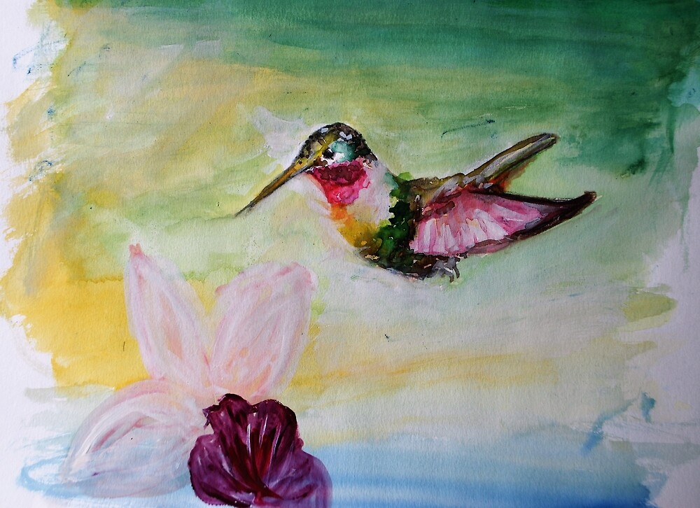 "Watercolor hummingbird" by LHerzog | Redbubble