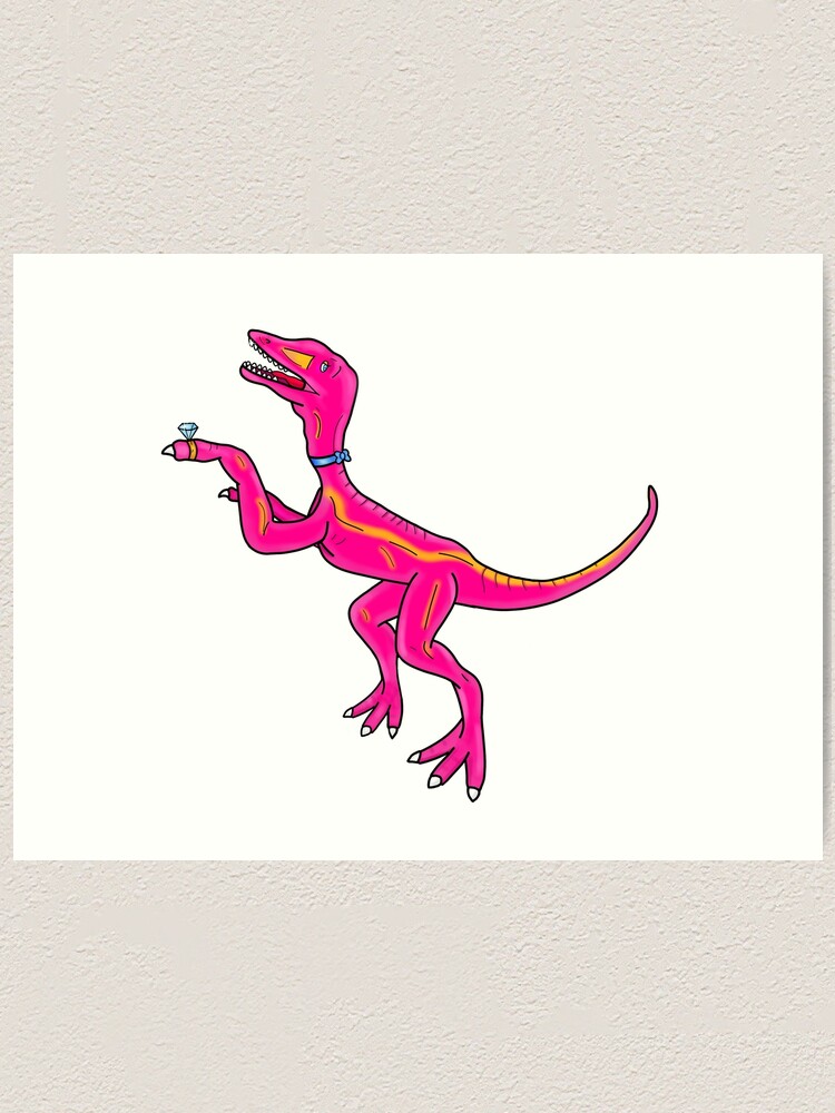 "Dino Diva - Raptor with diamond" Art Print by art-by-patricia | Redbubble