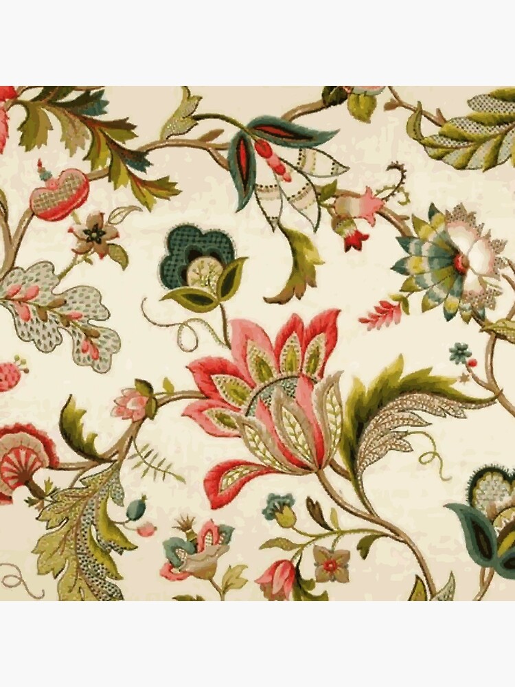 "Jacobean Floral Crewel Embroidery Pattern Digital Art Vector Painting ...