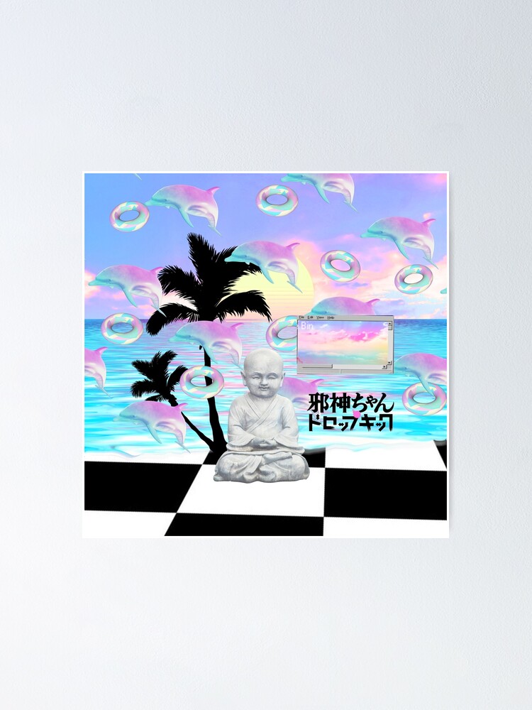 "Vaporwave Pastel Goth Dolphin Buddha" Poster by kandycoded | Redbubble
