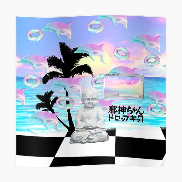 "Vaporwave Pastel Goth Dolphin Buddha" Poster by kandycoded | Redbubble