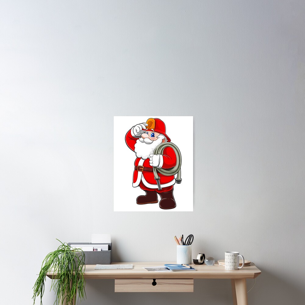 "Firefighter Santa Claus" Poster for Sale by OrnamentallyYou | Redbubble
