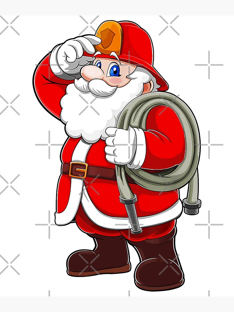 "Firefighter Santa Claus" Poster for Sale by OrnamentallyYou | Redbubble