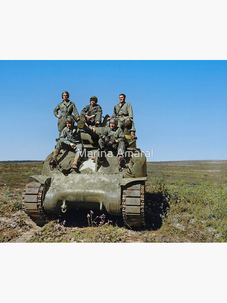 "Tank crew with Sherman tank during training maneuvers. 28 March 1944." Poster for Sale by ...