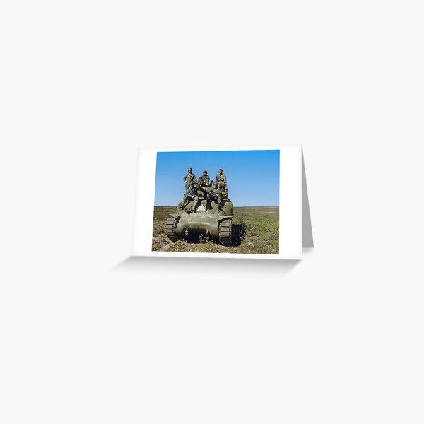 "Tank crew with Sherman tank during training maneuvers. 28 March 1944." Greeting Card by ...
