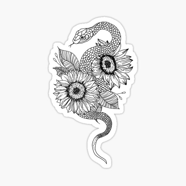 "Snake with sunflower " Sticker by gabriellegagne | Redbubble
