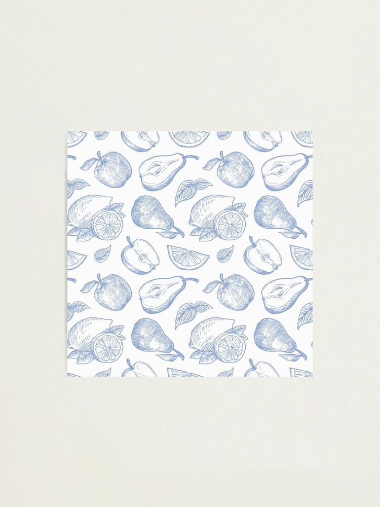 "Blue Sketch of Apples and Lemons" Photographic Print by ...