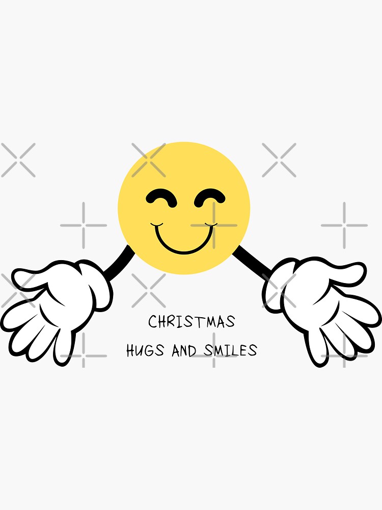 "Cute emoji Christmas hugs and smiles" Sticker for Sale by MRMCloathing ...
