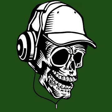 "Skull With Headphones" Sticker for Sale by Mahe Jabeen | Redbubble
