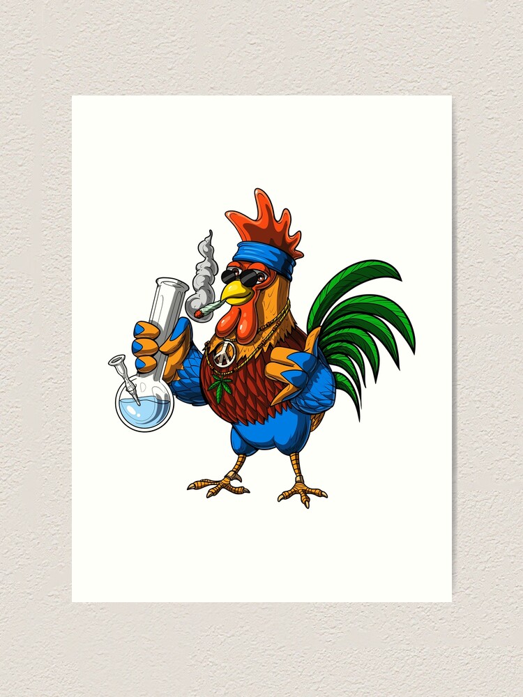 "Rooster Hippie Stoner" Art Print for Sale by underheaven | Redbubble