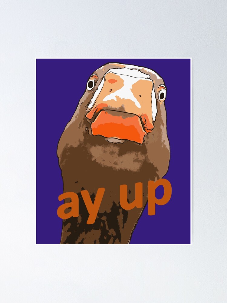 "Ay Up Greeting Nerdy Duck Face Black Outline Art" Poster by taiche ...