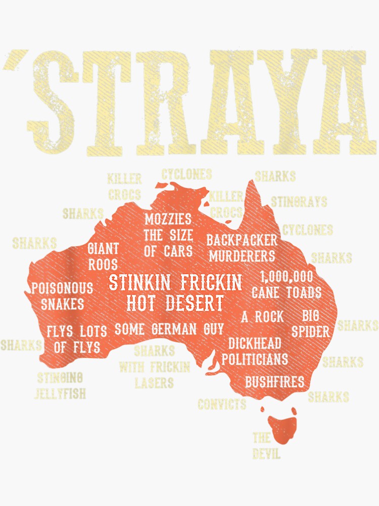 "Vintage-Aussie-Day-Straya-Australia-Map-G-day-Mate-Outback" Sticker ...