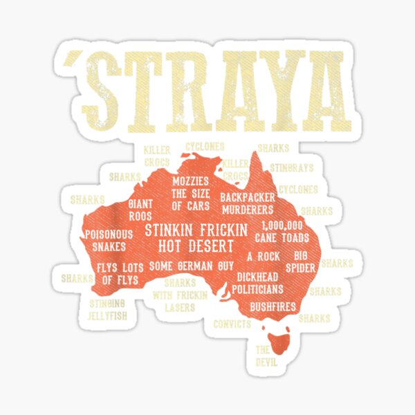 "Vintage-Aussie-Day-Straya-Australia-Map-G-day-Mate-Outback" Sticker ...