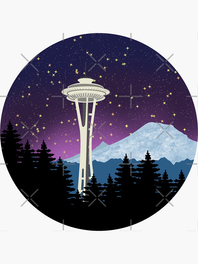 "Space Needle Sticker" Sticker for Sale by stars-thoughts | Redbubble