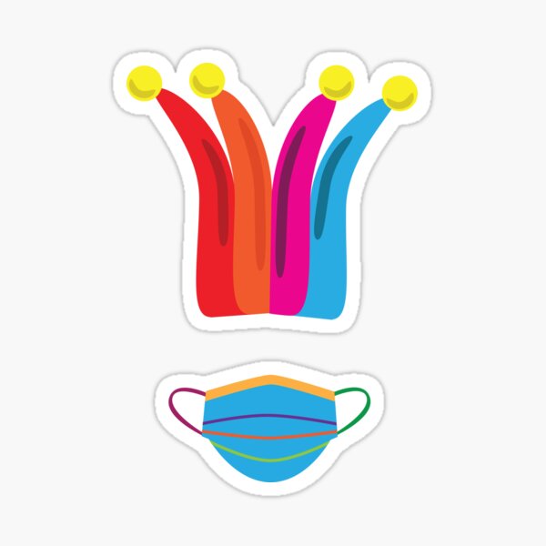 "Colorful Joker hat and surgical face mask" Sticker for Sale by ...